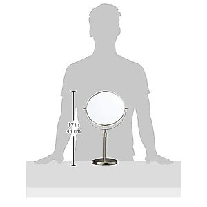 JERDON Two-Sided Tabletop Makeup Vanity Mirror - 5X-1X Magnification & Swivel Design - 9-Inch Diameter Mirror with Adjustable Height - Polished Chrome Finish - Model JP4045C