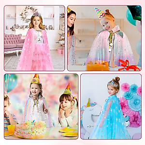 kidzkube Princess Dress up for Girls Ages 4-6, Princess Cape Clothes with Crown, Toddler pricess Dress for Birthday Gift, dress up clothes for girls Age 3 4 5 6 7 8(Colorful)