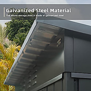 Domi Outdoor Storage Shed 6x4 FT,Metal Outside Sheds&Outdoor Storage Galvanized Steel,Tool Shed with Lockable Double Door for Patio,Backyard,Garden,Lawn Dark Grey