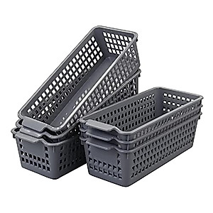 Leendines Small Plastic Storage Baskets, 6 Packs Small Office Baskets