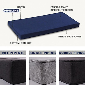 TurKas Personalized Bench Cushion, Custom Window Seat Cushion, Chair Pad for Outdoor Indoor Furniture, Optional Fabric Waterproof Leather Linen Fabric Piping