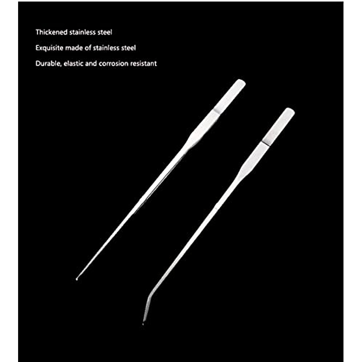 Aquarium Tweezers Extra Long 10.6 inches (27cm),, 2 Piece Aquarium Tweezers Stainless Steel Straight and Curved Tweezers Set for Foreground Fish Tank Plant Aquascape Tools, Feeding Tongs