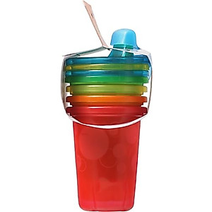 The First Years Take & Toss Spill Proof Sippy Cups - Reusable Toddler Cups - Rainbow - Kids Cups and Snap On Lids for Ages 9 Months and Up - 4 Count