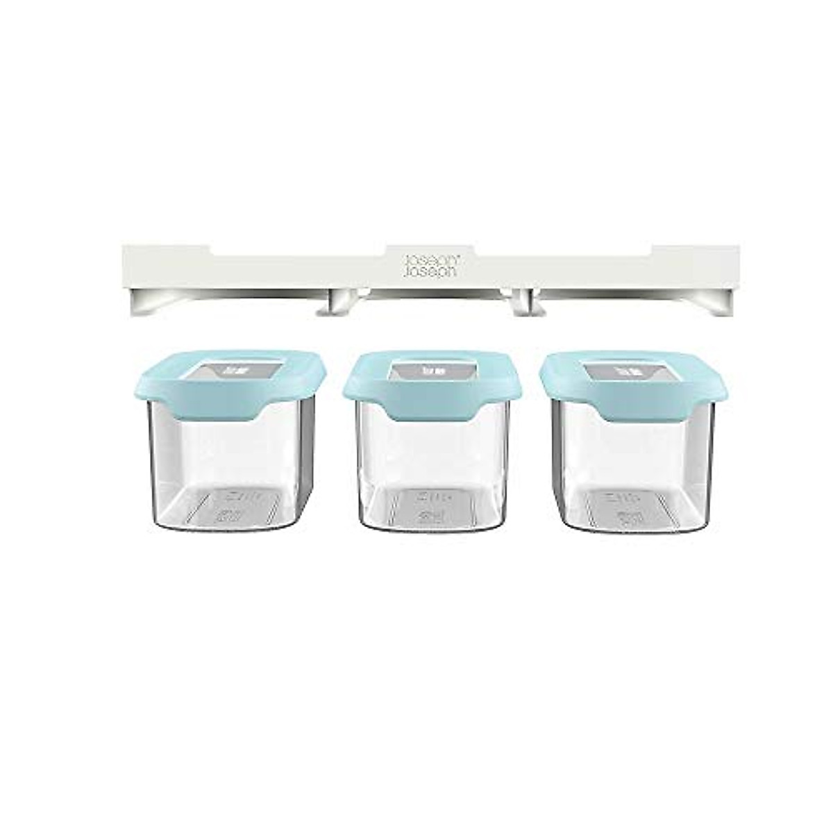 Joseph Joseph CupboardStore Airtight Easy Pour Food Container 3M Tape Undershelf Storage Hanger, 3-Piece Set - Small, Opal