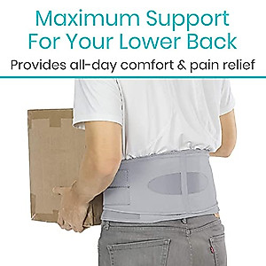 Vive Lower Back Support Brace for Men & Women - Dual Adjustable Lumbar Belt for Heavy Lifting, Herniated Disc, Sciatica, Scoliosis, & Thoracic Pain Relief - Compression Posture Device for Work or Home