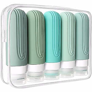 CHEODIN Travel Bottles for Toiletries, 5 Pack TSA Approved Travel Size Containers, 3oz Leak Proof Refillable Travel Accessories for Shampoo Conditioner, BPA Free Travel Bottles with Toiletry Bag