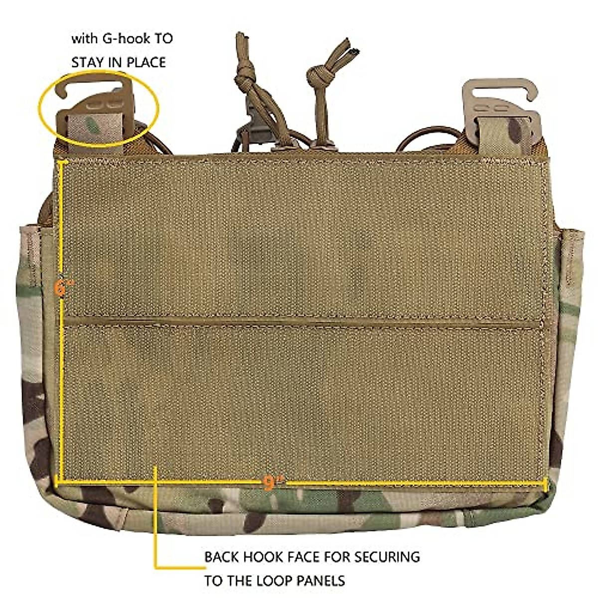G-Hook DOPE Front Flap Double Stack Abdominal Fanny Pack Triple Magazine Insert Pouch for Tactical Chest Rig Vest Cp