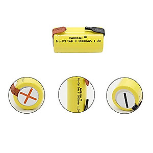BAOBIAN SubC Sub C 2000mAh 1.2V Ni-CD Rechargeable Battery Cell with Tabs for Power Tools(15 Pcs)