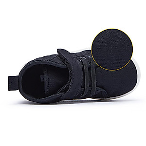 BMCiTYBM Toddler Boys Girls High Top Canvas Sneakers Kids Baby Walking Shoes Lightweight Breathable Athletic Running Shoes Black Size 5 Toddler