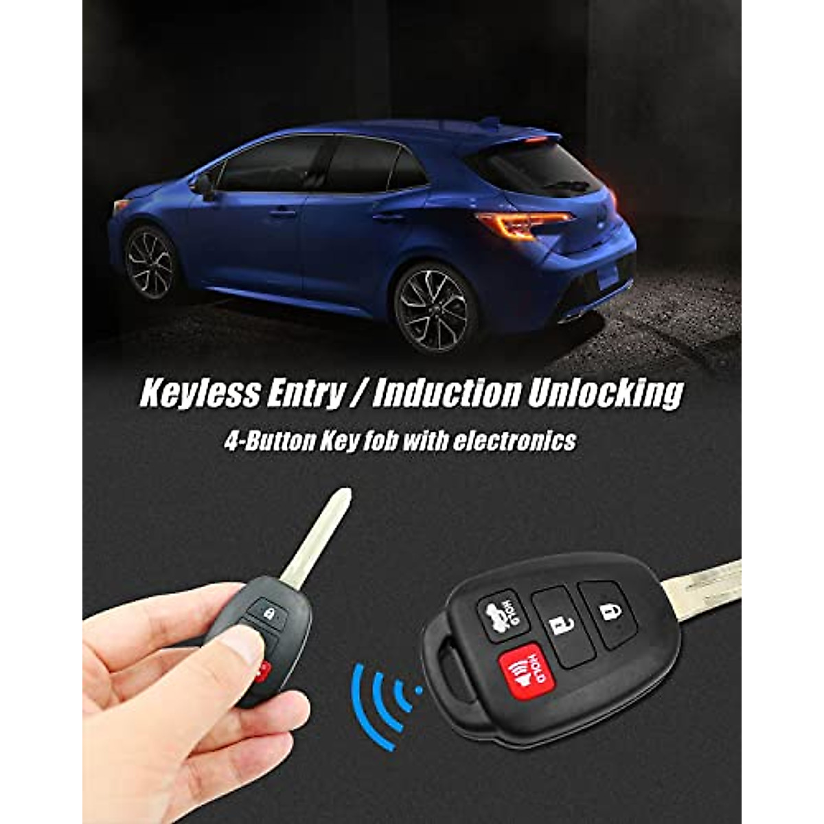 Key Fob for Toyota Corolla 2014-2019 for Toyota Camry 2014-2017 for Toyota Tacoma 2016-2018 4-Button Keyless Entry Remote Control Car Key Fob, FCC ID HYQ12BDM, HYQ12BEL2, Replace 89070-02880 H
