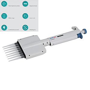 Lab Micropipette Adjustable Volume Pipettor 8-Channel Multichannel Pipett Micro Pipettes Variable Volume Pipettes for Scientific Lab and School 50-300渭l