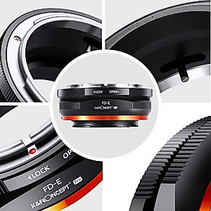 K&F Concept FD to E Mount Lens Mount Adapter Comaptible for Canon FD FL Mount Lens to E NEX Mount Mirrorless Cameras with Matting Varnish Design Comaptible for Sony A6000 A6400 A7II A5100 A7 A7RIII