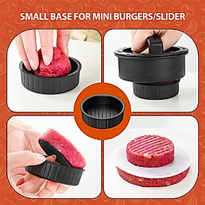 Pisol Hamburger Press, 4-in-1 Burger Press Patty Maker Slider, Stuffed Burgers Sandwich Cutter, Meat Beef Veggie Hamburger Patty Mold with 100 pcs Wax Disc Papers