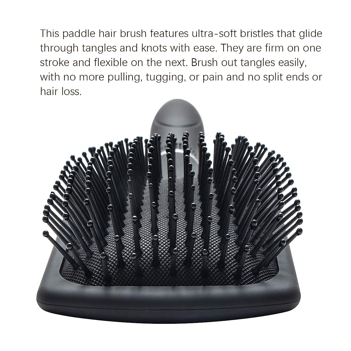 FIXBODY Paddle Brush with A Large Cushion, Smoothing Detangling Brush for Long Thick Hair, Both Wet & Dry - Black Mate