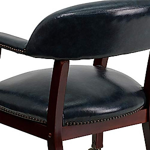 Flash Furniture Sarah Navy Vinyl Luxurious Conference Chair with Accent Nail Trim and Casters