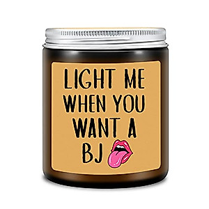 Birthday Gifts for Men, Light Me When You Want A BJ Candle - Funny Gifts for Men, Valentines Day Gifts for Him, Naughty Fathers Day Anniversary Engagement Gifts for Husband,Fiance, Best Friends Gifts