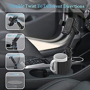 Cup Holder Phone Mount for Car,Adjustable Base with 360° Rotation Multifunctional Large Cup Phone Holder Adapter Long Arm,Compatible with SUV | Automobile |Truck | and All Smartphone