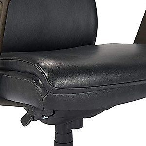 La-Z-Boy Dawson Modern Executive Office, Adjustable High Back Ergonomic Computer Chair with Lumbar Support, Black Bonded Leather with Wood Inlay