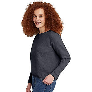 Hanes Women's EcoSmart Crewneck Sweatshirt, Slate Heather, Medium
