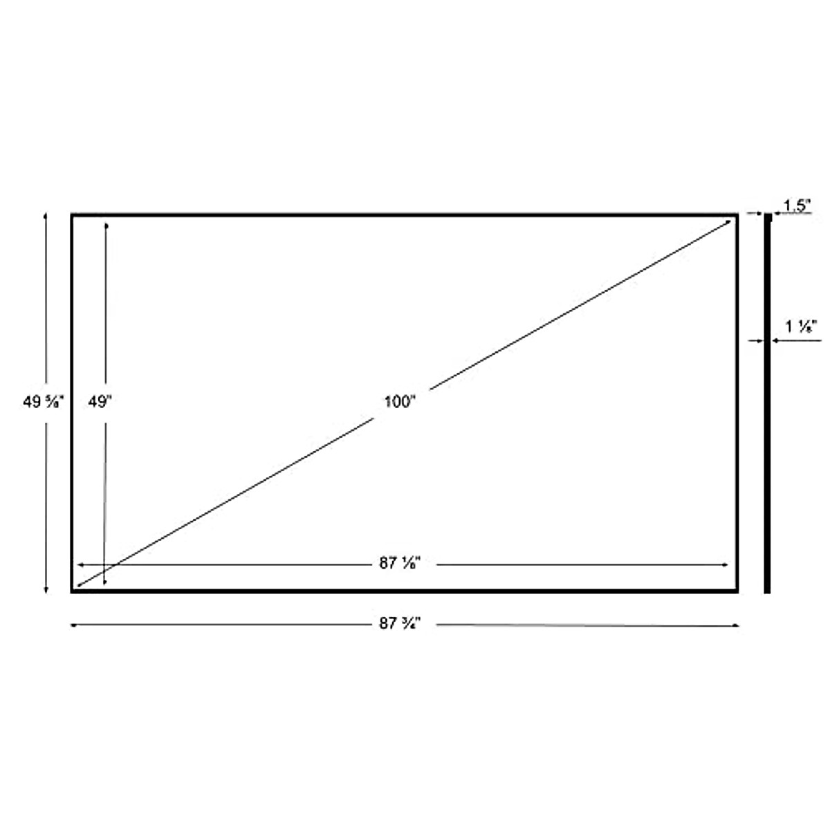 Silver Ticket Products S7 Series 6 Piece Thin Bezel Home Theater Fixed Frame 4K/8K Ultra HD, HDTV, HDR & Active 3D Projection Screen, 16:9 Format, 100" Diagonal, UST Material S7-169100-UST