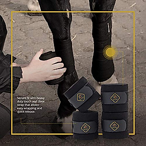 Kavallerie Classic Bandage for Horses, Distributes Pressure Evenly with Therapeutic Breathable Fleece Material, Stretchy, Provides, Leg Protection and Support - Black - (4 Units per Pack)