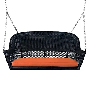 Jeco W00207S-D-FS016 Wicker Porch Swing, Black