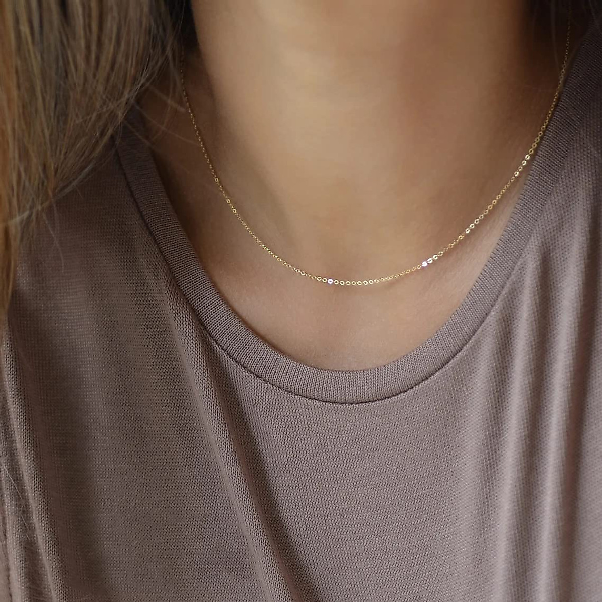 Mauzew Dainty Chain Necklace for Women Gold Simple Basic Chain Link Necklace Delicate Thin Chain Layering Choker Necklaces Everyday Jewelry