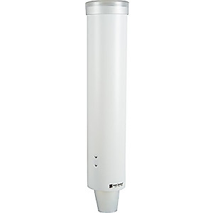 Carlisle FoodService Products C3165WH Medium Pull Type Water Cup Dispenser, Fits 4 to 10 oz Cone and Flat Bottom Cups, 16" Tube Length, White