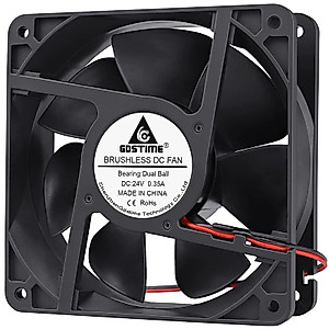 GDSTIME Dual Ball Bearings 1238 Cooling Fan, 120mm x 38mm 24V DC 125CFM Brushless Cooler Fan