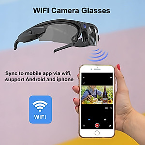 RERBO Camera Sunglasses, WiFi Video Glasses HD 1080P with Polarized UV 400 Lens for Cycling, Camping, Driving,Traveling(Include 32GB Card)