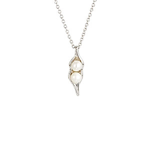 Women's Two Peas in a Pod Necklace, 16" long chain - Sterling Silver Pearl Peas in a Pod Necklace - Gift for New Mom - Push Present - Maternity Jewelry - Gifts for Mom