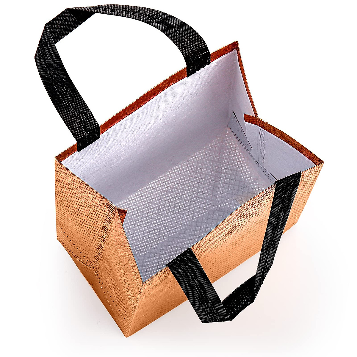 Nicunom 60 Pack Reusable Gift Bags, Grocery Bags Tote Bags Bulk Gold Glossy Party Favor Bags Gift Bags for Present Birthday Bridal Shower Wedding Easter Mother's Day, 8" x 10"