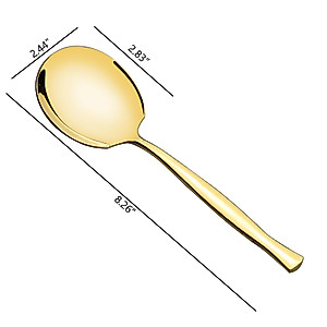 Cinkyou Large Serving Spoons set of 6 Pieces, Stainless Steel Large Buffet Serving Utensils, Gold