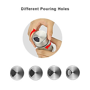 Green Sky Enterprise Premium Salt and Pepper Shakers with Adjustable Pour Holes - Set of 2 - Elegant Stainless Steel and Glass - Perfect Spice Dispenser Set for Your Delicious Meals