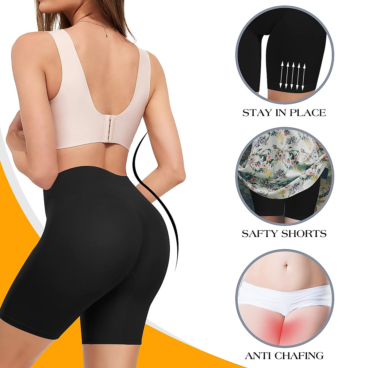 ZENUTA 2Pack Anti Chafing Shorts Women, Seamless Slip Shorts for Under Dresses, Spandex Bike Shorts for Yoga Workout (Black Nude, XX-Large)