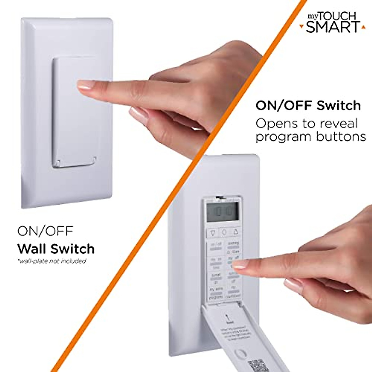 myTouchSmart 33861 LE One in-Wall Digital Timer, Push Door Switch, Backlit LED Screen, 8 Custom On/Off Times, Countdown Mode, Daily/Weekly Set, Off & Countdown