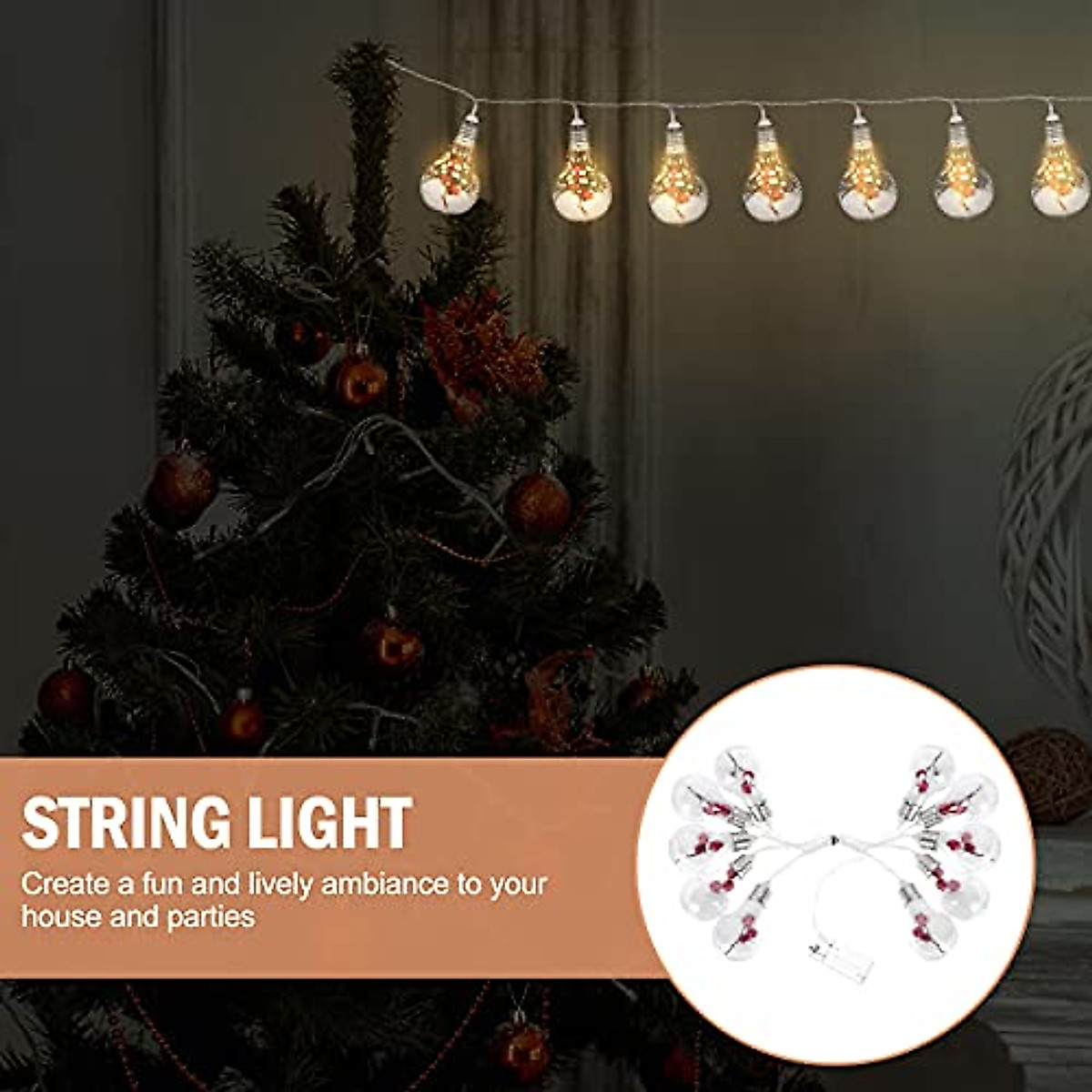 ibasenice LED String Lamp Lightbulb String Light Festival Fairy Light Holiday Party Hanging Light Decoration for Home Garden Yard Lawn