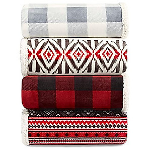 Eddie Bauer Ultra-Plush Collection Throw Blanket-Reversible Sherpa Fleece Cover, Soft & Cozy, Perfect for Bed or Couch, Fair Isle
