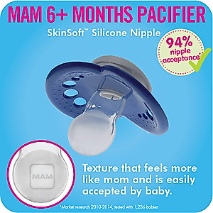 MAM Original Day & Night Baby Pacifier, Nipple Shape Helps Promote Healthy Oral Development, Glows in the Dark, 6-16 Months, Unisex,3 Count (Pack of 1)