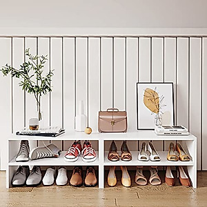 WAHEY Shoes Rack, Stackable 2 Shelf Wood Closet Organizer Unit, FSSR001