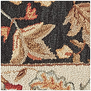 SAFAVIEH Chelsea Collection Area Rug - 4'6" x 6'6" Oval, Black, Hand-Hooked French Country Wool, Ideal for High Traffic Areas in Living Room, Bedroom (HK141B)