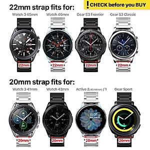 Intoval Band for Samsung Galaxy Watch 3 45mm / Watch 46mm / Gear S3 Frontier/Classic, Garmin Fenix 5/5 Plus/ 6/6 pro Premium Stainless Steel Bands with Link Adjustment Tool (22mm Strap, Black)