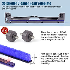 Soft Plush Strips Soleplate Wheels Kit Part Compatible with Dyson V6 V7 V8 V10 V11 Soft Roller Vacuum Cleaner Head Bottom Base Plate