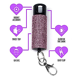 Guard Dog Security Bling it On Pepper Spray, Keychain with Safety Twist Top, Mini and Easy Carry, Lightweight and Fashionable, Maximum Police Strength OC Spray, 16 Feet Range, 0.5 fl oz