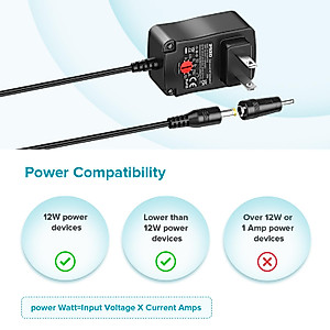 ZOZO Universal AC/DC Adapter 12W Switching Power Cord 3V 4.5V 5V 6V 7.5V 9V 12V Charger Adapter with 9 Tips for Household Electronics Routers Speakers CCTV Cameras Smart Phone USB