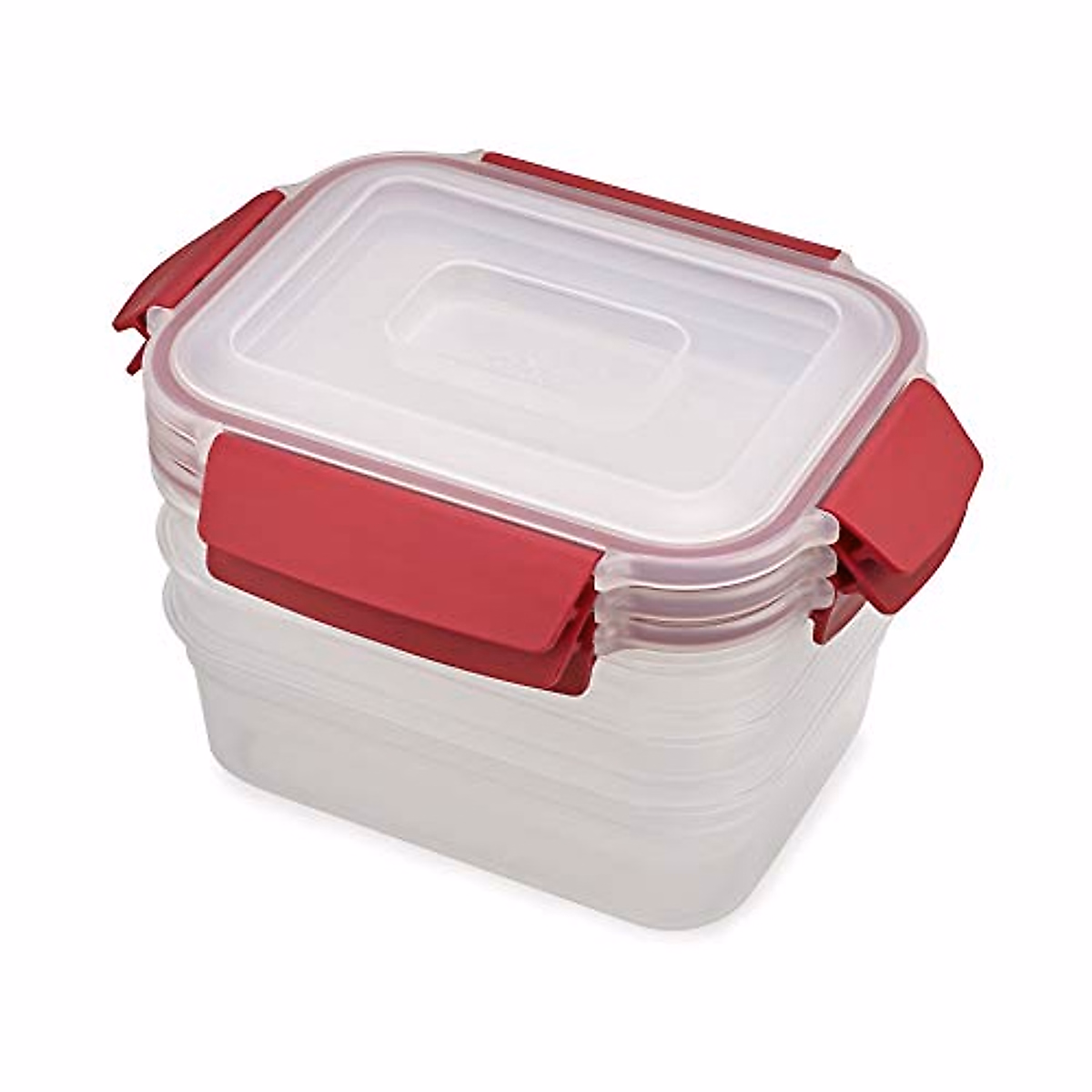 Joseph Joseph Nest Lock Plastic BPA Free Food Storage Container Set with Lockable Airtight Leakproof Lids, 6-Piece Set/37oz, Red
