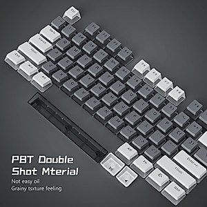 Womier Pudding Keycaps - PBT Keycaps, Shine Through Keycaps, 165 Keys Keycaps Set, Custom Keycaps for 61/68/84/87/82/100 Cherry Gateron MX Switches Mechanical Keyboard, White/Gray