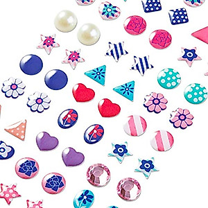 240PCS Sticker Earrings for Little Girls - 3D Gems Girls Sticker Earrings Self-Adhesive Glitter Craft Crystal Stickers, Stick on Earrings for Toddlers