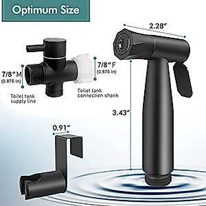 【Upgrade】Brass Handheld Bidet Sprayer for Toilet–Premium Stainless Steel Handheld Bidet Attachment for Toilet with 2 Water Adjustment, Perfect for Intimate Care, Cloth Diapers, Toilet Cleaner (Black)
