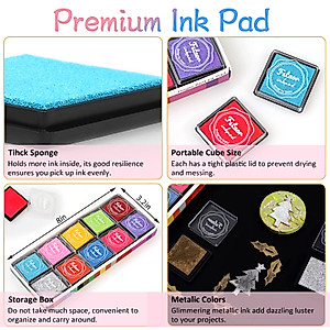 Fstaor 20 Colors Washable Ink Pads for Kids Rubber Stamps, Finger Print Crafts Stamp Pad for Kids, Paper, Scrapbooking, Fabric,Wood (Pack of 20)